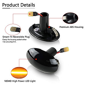 Gempro 2Pcs Amber LED Side Marker Turn Signal Light For Gen2 MINI Cooper R55 R56 R57 R58 R59, Replace OEM Side Marker Lights
