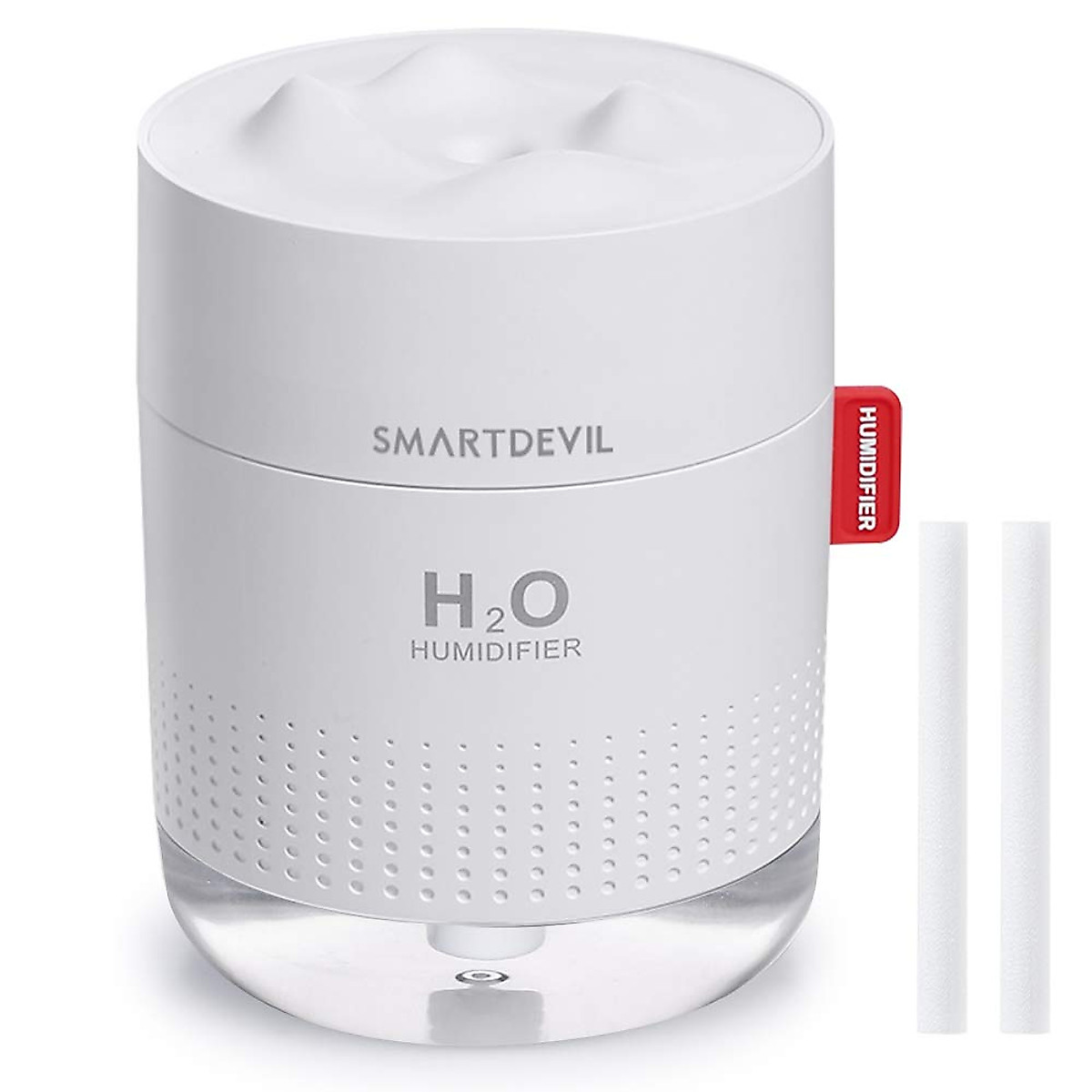 SmartDevil Small Humidifiers, 500ml Desk Humidifiers, Whisper-Quiet Operation, Night Light Function, Two Spray Modes,Auto Shut-Off for Bedroom, Babies Room, Office, Home (White)