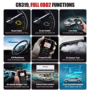 LAUNCH OBD2 Scanner Engine Fault Code Reader, CR319 Code Reader Scanner, CAN Diagnostic Scan Tool Supports DTC Lookup, Mode6 O2 Sensor for OBDII Protocol Cars Since 1996 Black