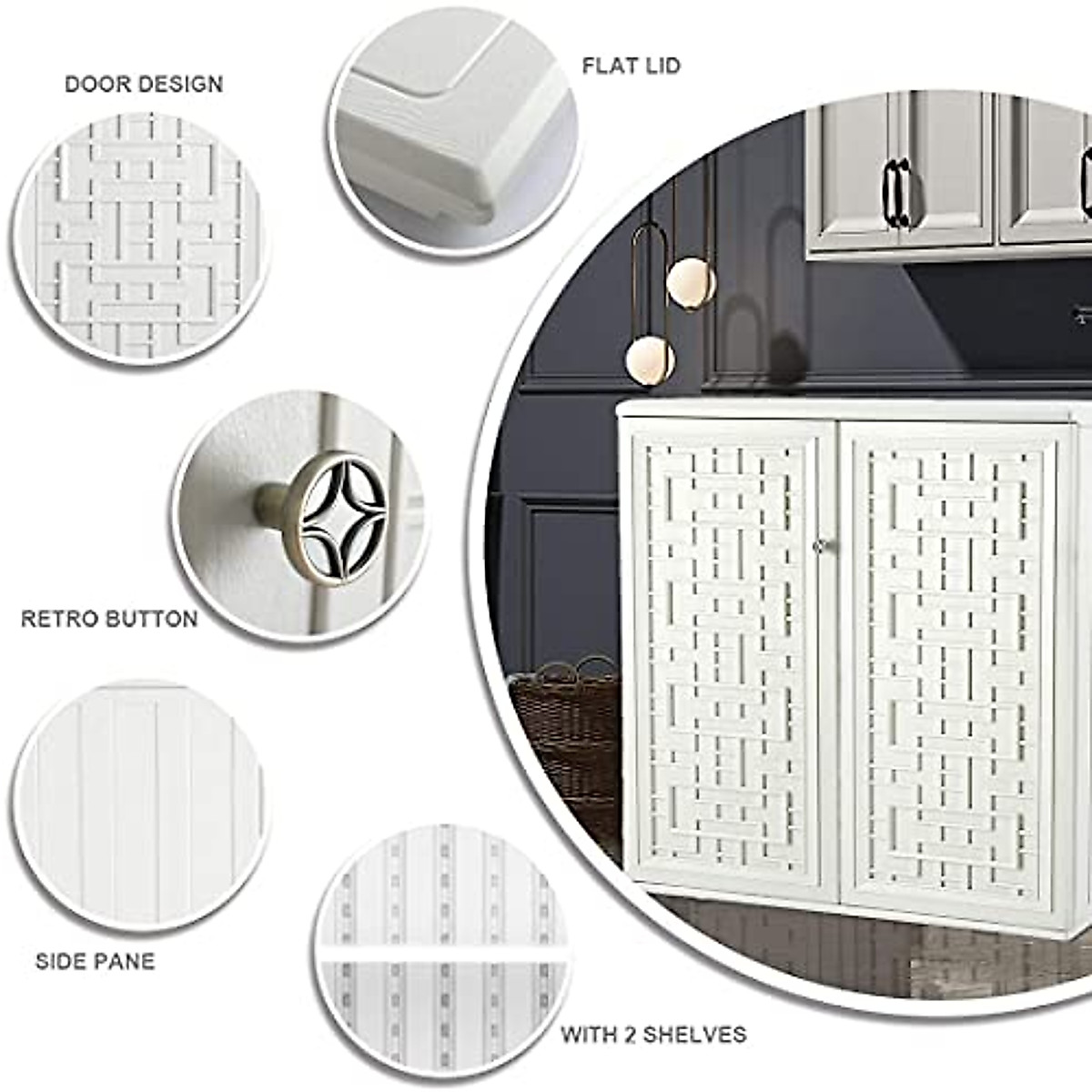 KINYING Resin Storage Cabinet with Doors and Shelves, 60 Gallon Indoor & Outdoor Deck Box Waterproof for Patio Furniture Cushions, Garden Tools, Pool Tools and Kids’ Toys (Off-White with 2 Shelves)