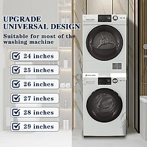 HHXRISE Washer Dryer Stacking Kit, Universal 24/25/ 26/27/ 28/29 Inch Washer and Dryer Stackable, Adjustable Stacking Kit for Washing Machine and Dryer, Connecting Frame with Ratchet Strap
