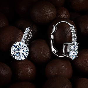 White Gold Plated Round Cut Cubic Zirconia Drop Dangle Earrings Prong Setting Bridal Earrings for Women