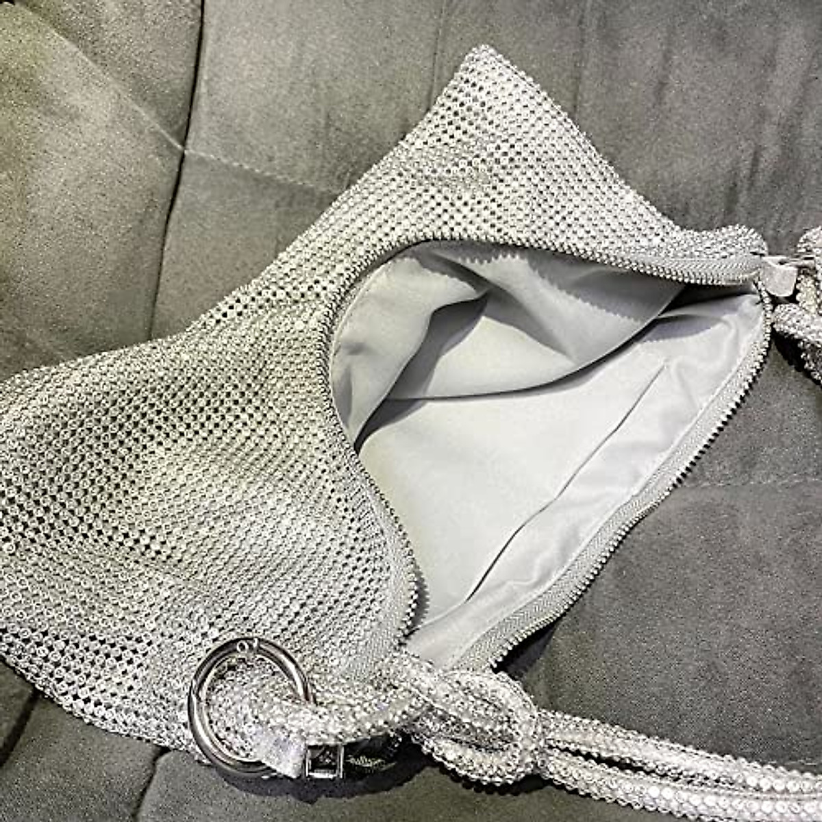 AIJUN Women's Rhinestone Purse Evening Bags Sparkly Glitter Hobo Handbag Triangle Clutch Purses for Women Evening Party Prom Cocktail