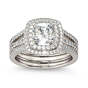 Jeulia Brilliant Classic Band Rings Sets for Women 925 Sterling Silver Fashion Ring Sets Wedding Engagement Anniversary Promise Ring Bridal Sets Jewelry (9.0(U.S))