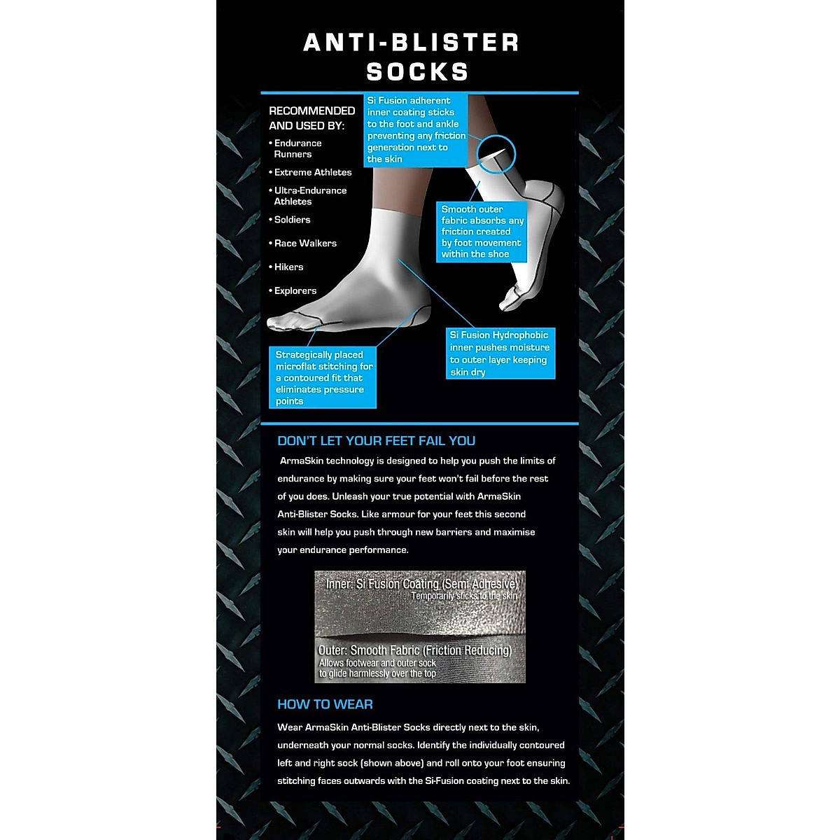 ArmaSkin Extreme Anti-Blister Hiking Crew Socks for Men and Women (Small, White)