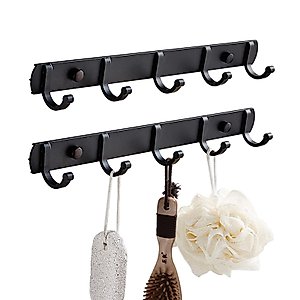 XIACIBDUS 2PCS Coat Rack Wall Mount, Wall Hooks for Hanging with 5 Hooks, 14 inch Coat Hooks Hanger for Coat Towel Bags, Entryway, Bathroom Kitchen Closet Room