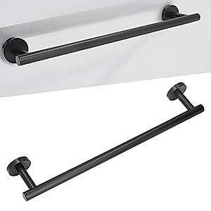 Towel Bar for Bathroom, 304 Stainless Steel Towel Holder, 45cm Matte Black Towel Rack, Nail Free Punch Single Rod Towel Rack, Simple and Stylish Black Towel Bar for Bathroom Kitchen
