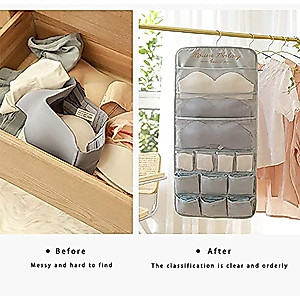 Hanging Closet Shelves Organizer and Storage for Wall with Mesh Pockets & Rotating Metal Hange, Space Saving Dual-Sided for Underwear Panties Bra Socks (Pink, Expand 26 Pocket,1Pc)