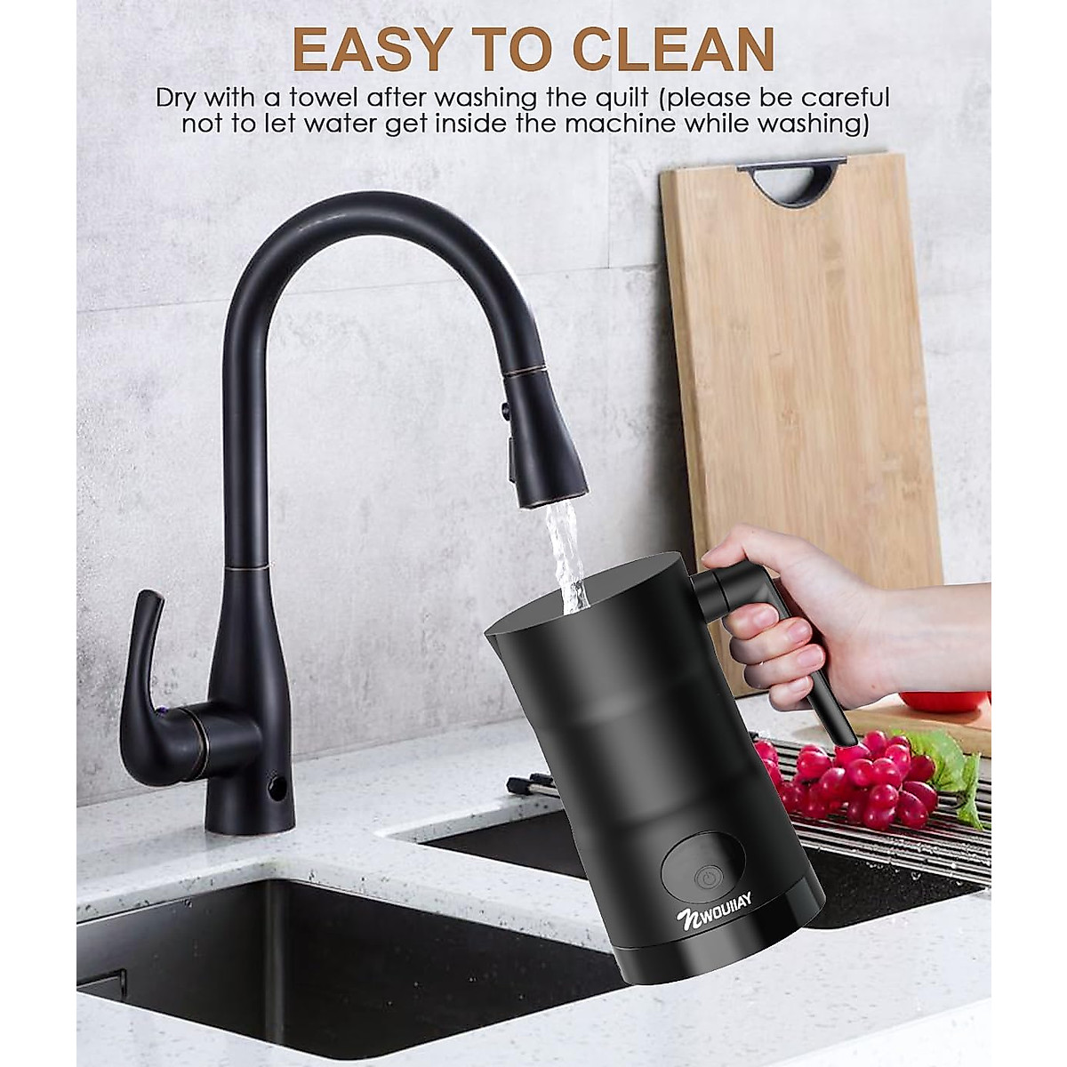 NWOUIIAY 4 in 1 Milk Frother Electric and Steamer 11.8oz/350ml Hot/Cold Foam Maker Intelligent Temperature Control Electric Milk Warmer for Latte/Coffee/Hot Chocolate/Cappuccino