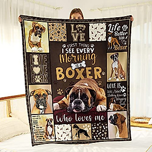 Tupmnbry Boxer Dog Blanket Cute Puppy Throw Blanket Super Soft Flannel Throw Blanket Lightweight Fluffy Plush Fuzzy Bed Blanket for Cute Pet 50"X60"