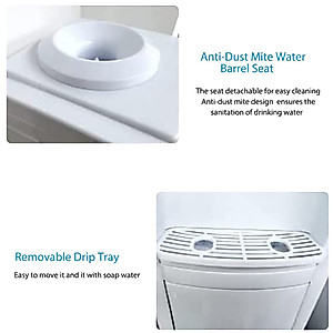 Timoau Top Loading Hot and Cold Water Dispenser, 5 Gallons Water Coolers with Storage Cabinet & Child Safety Lock for Home or Office Use, White