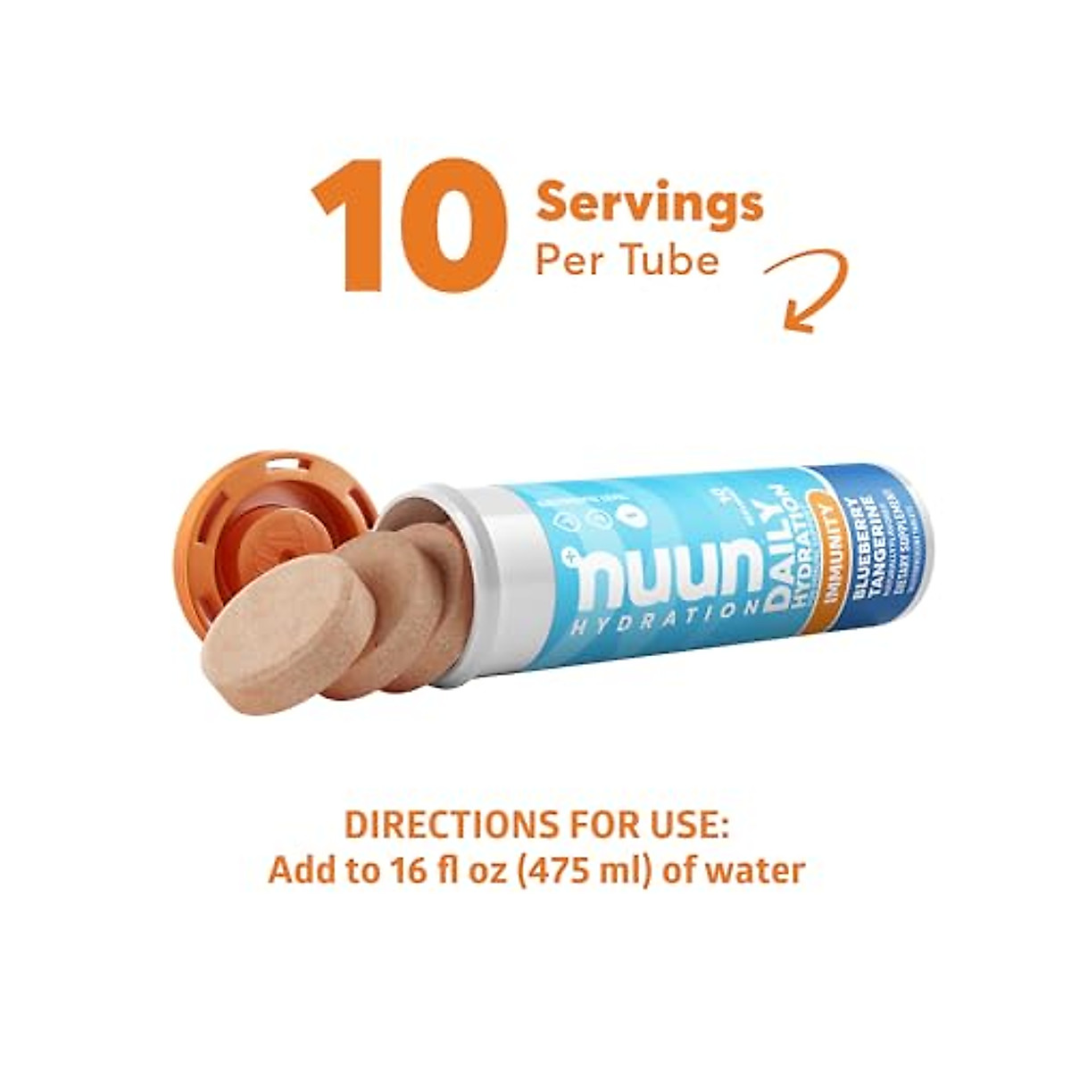 Nuun Hydration Immunity Electrolyte Tablets With 200mg Vitamin C, Blueberry Tangerine and Orange Citrus Flavors, 2 Pack (20 Servings)