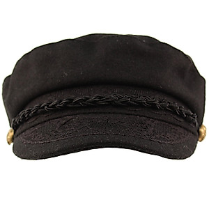 Men's Greek Fisherman Sailor Fiddler Winter Wool Driver Hat Flat Cap S/M Black