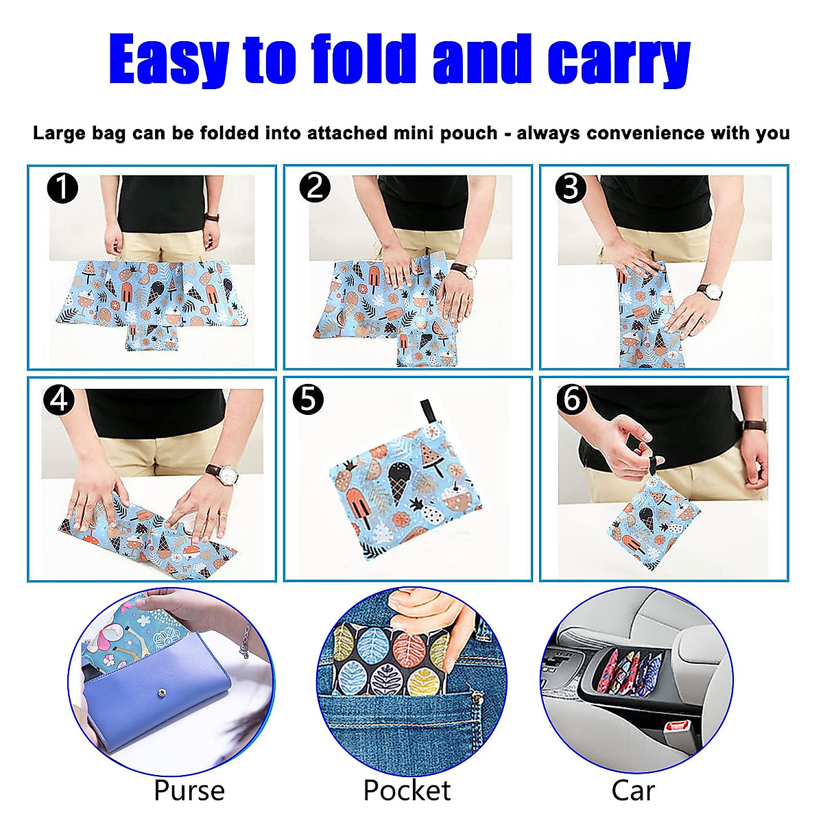 ATAMET 9 Pcs Reusable Grocery Bags, Foldable Shopping Bags, 50LBS Heavy Duty Durable Envirosax Bags, Machine Washable Waterproof Ripstop Tote Bags (Elegant Retro)