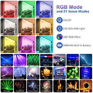 2 Pack RGB LED Video Light Wand Kit, QEUOOIY 360° Full Color 2500-9500K Led Photography Lighting Sticks with 32-77.6" Tripod, 5000mAh Rechargeable Battery &Magnet with Gooseneck Soft Tube for YouTube