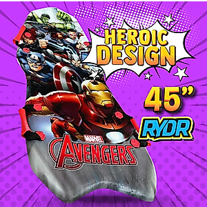 RYDR Marvel 45" Two Person Snow Slider Sled - Kids Downhill Toboggan Winter Sleds Plastic Sledding Board Xtreme Foam Heavy Duty Racer Sleigh for Children