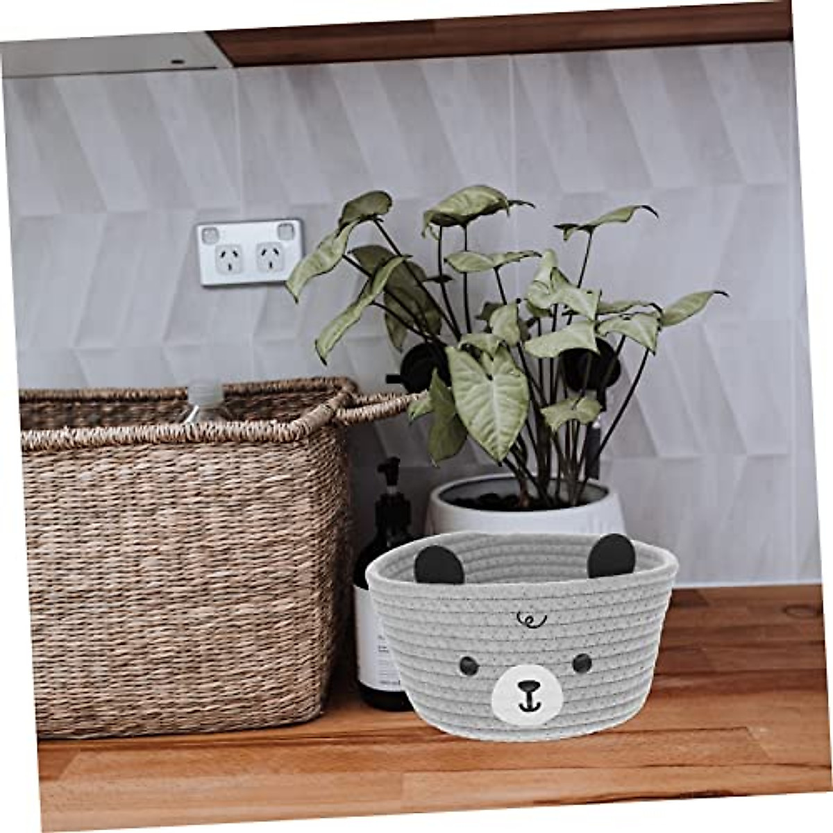 FONDOTIN Cotton Rope Storage Basket Woven Basket Baby Storage Bin Laundry Basket for Baby Cat Baskets Sundries Basket Baby Nursery Organizers Grey Storage Organizer No Lid Basket Manual