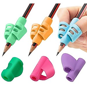 Stylo Pack of 6 Pencil Grips for Kids Handwriting, Perfect Pencil Holders for Kids Home Schooling and Preschool - Writing Tools for Kids, Assorted Pen Grips, Christmas Gifts