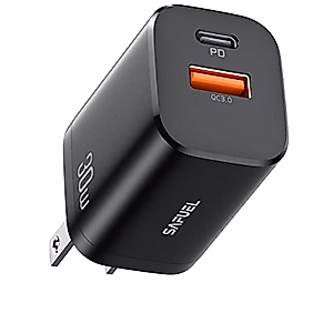 USB C Charger, SAFUEL 30W PD QC 3.0 Fast Charging 2 Ports Wall Charger [USB C+USB A], Quick Charge Power Adapter for iPhone 14 13 12 11 Pro Samsung S21 S20 Note 20 iPad Mini Google LG Tablets AirPods