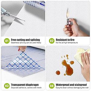 Yun-aeon Textured Peel and Stick Thick Wallpaper White Foam Cotton Wallpaper - 17.3"×118"（14.2sq ft） Self-Adhesive Waterproof Vinyl Removable Wall Paper for Wall Decor Bedroom