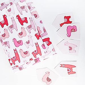 CENTRAL 23 - Wrapping Paper for Girls - Pink Llamas - Fun Gift Wrap for Kids - 6 Sheets - 1st 2nd 3rd Birthdays - Cute Anniversary or Valentines Day Wrapping Paper for Girlfriend Wife - Recyclable