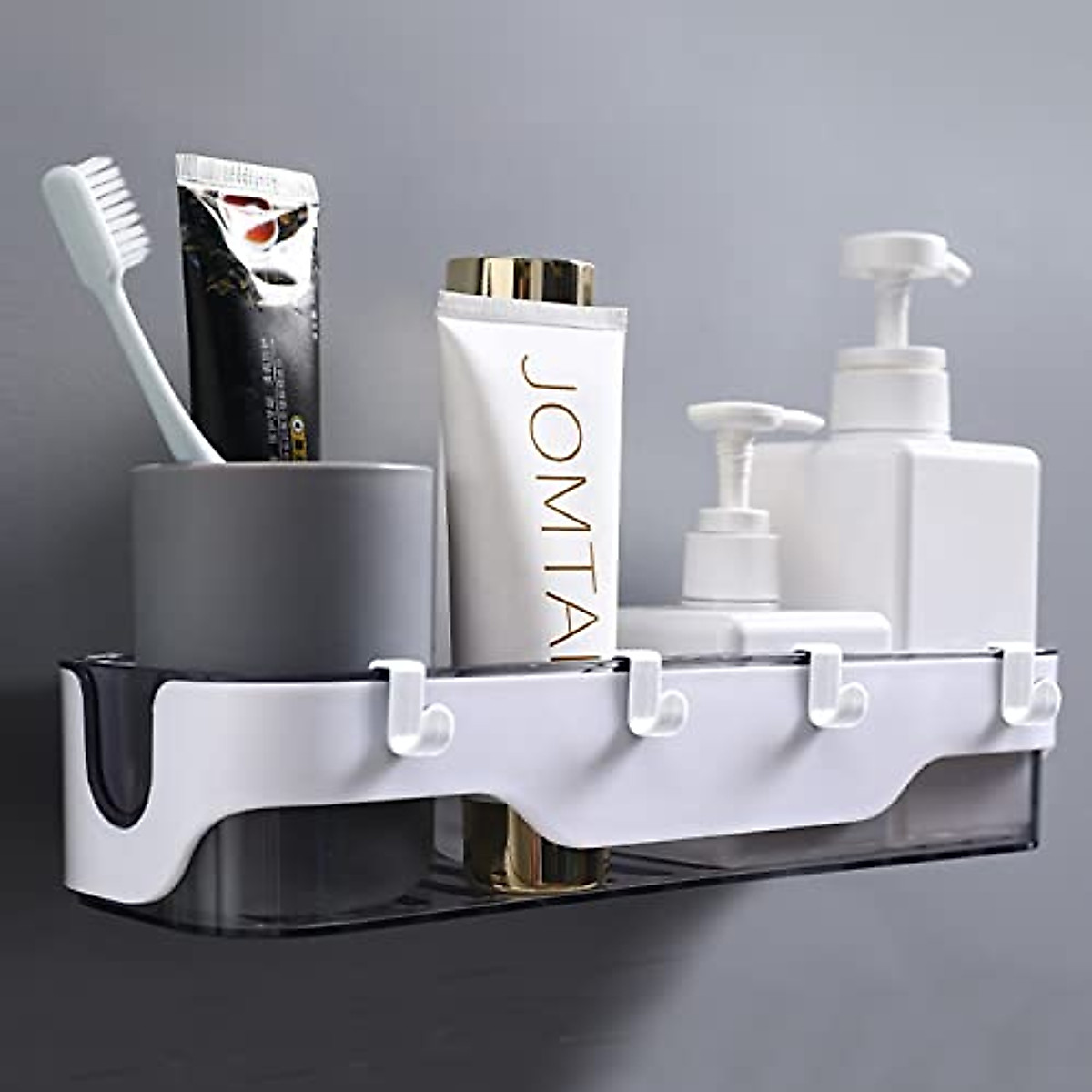 Potenco Shower Caddy Shelf Organizer Storage 2 Pack, Wall Adhesive Shower Holder for Shampoo No Drilling, Rustproof Storage Rack Shower Shelf Suction Removable for Bathroom Kitchen Bedroom