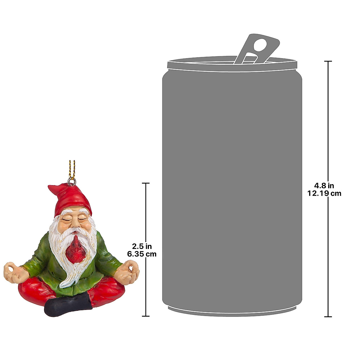 Design Toscano QM17010 Christmas Ornament - Garden Gnomes Figurine - Zen Garden Gnomes - Meditating Gnome Statues, 3 Inch