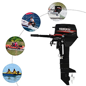 2 Stroke 12HP Outboard Motor, 169CC HANGKAIGas Outboard Boat Motor Water-cooling Long Shaft CDI Heavy Duty Fishing Boats Motor Enginefor Kayaks Canoes Dinghies Inflatable Boats Motors