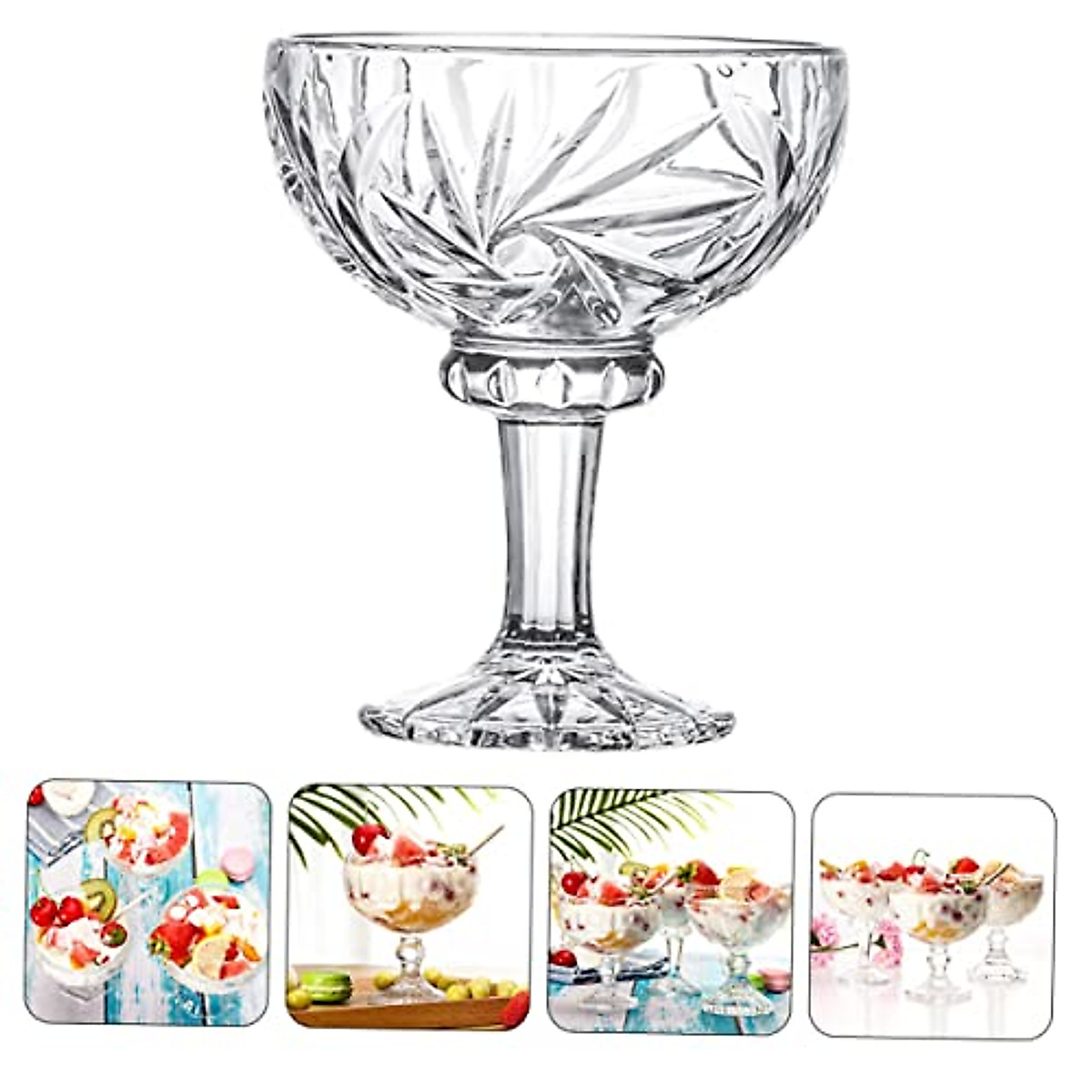 Luxshiny 4pcs Dessert High Salad Transparent Serving Snack Tumbler Clear Bowls Yogurt Trifle Beach Muffins Cups Beverage Tasting Delicate Smoothie Container Base Custard Fruit with Bar