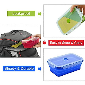 Yagote 4 Pcs Silicone Collapsible Food Storage Containers with Lids Silicone Lunch Box Bento Box BPA free for Kitchen Pantry Organization Microwave Freezer (4pcs-multicolor1)