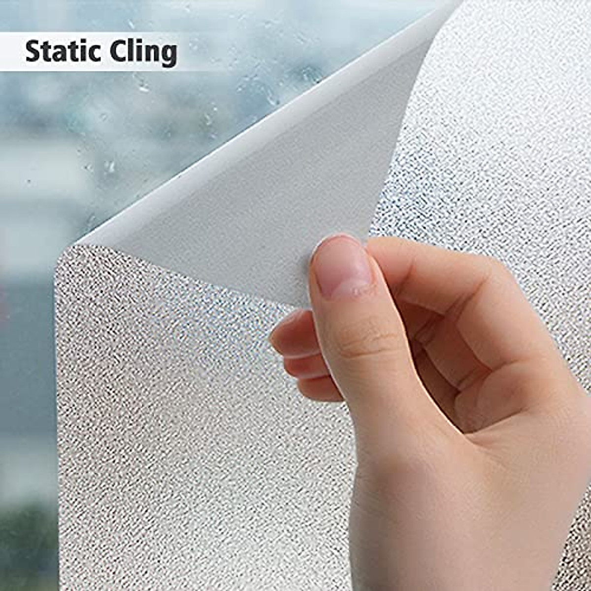Instruban Window Privacy Film Frosted Glass Covering for Bathroom Opaque Static Cling Heat Control Door Sticker for Office Living Room Non-Adhesive - Matte Pure, 17.5 x 78.7 inches
