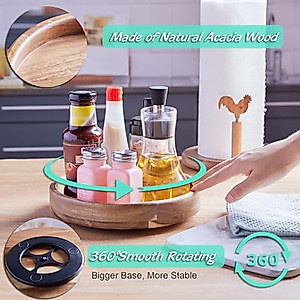 9" Lazy Susan Turntable Organizer for Cabinet, Acacia Wood Lazy Susan for Cabinet Table Pantry Kitchen Countertop Cupboard or Bathroom Organization, Kitchen Turntable Storage Container