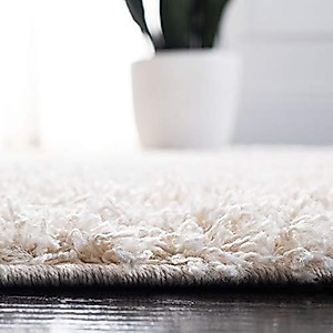 SAFAVIEH Venus Shag Collection 2'7" x 5' Ivory VNS520A Solid Non-Shedding Living Room Bedroom Dining Room Entryway Plush 1.8-inch Thick Area Rug