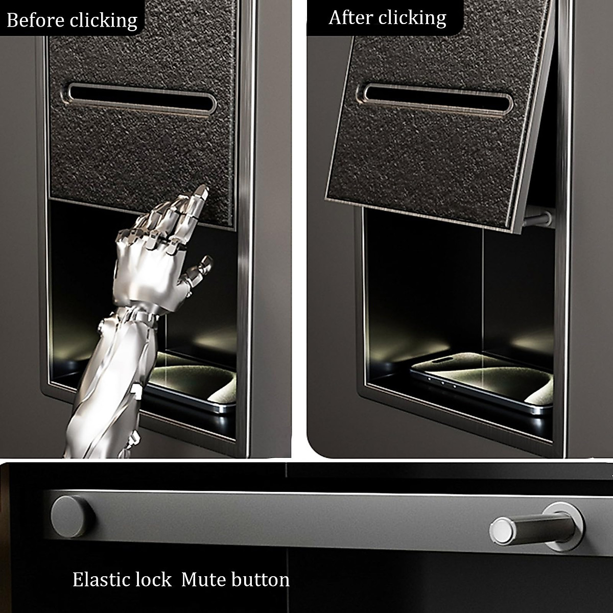 HJLKDYM Toilet Paper Dispenser with Recessed Wall Niche, No Tiles Required for Storage,Stainless Steel Toilet Paper Holder with Shelf,Multicolor(Black frame+black)