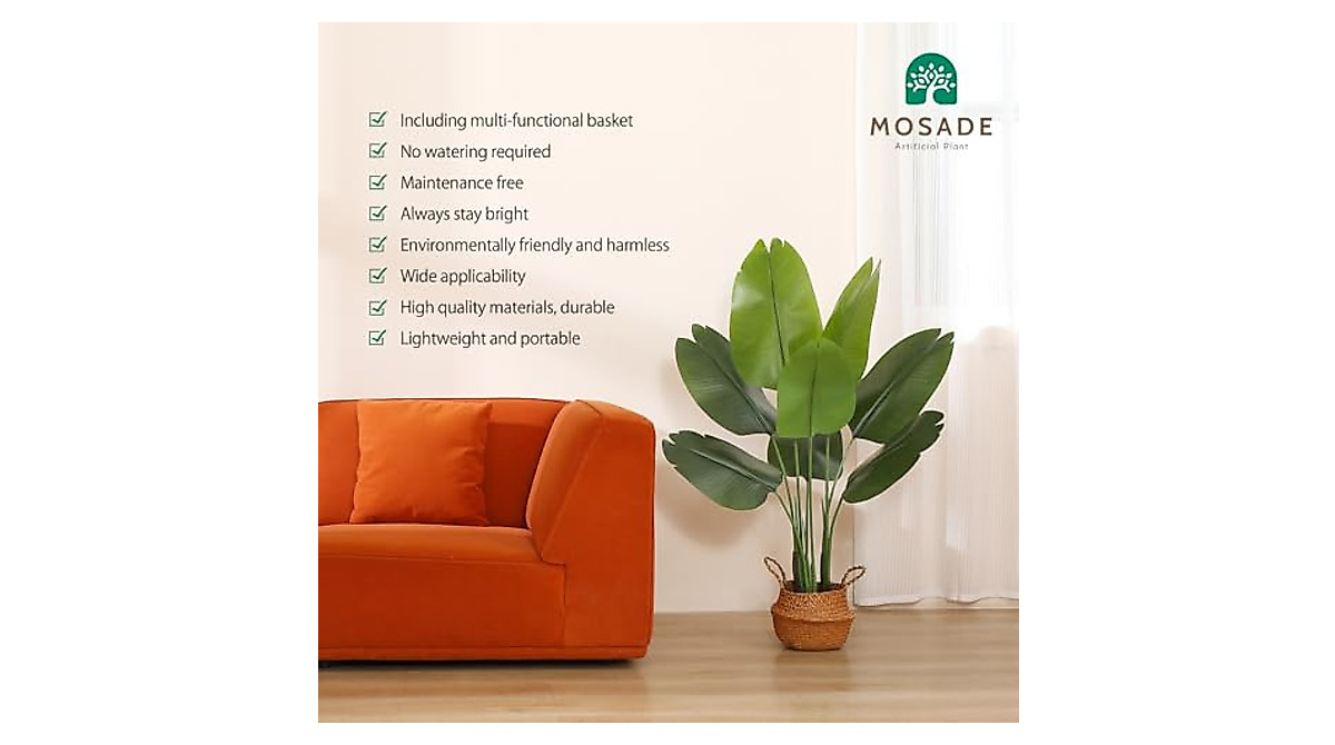MOSADE 4FT Artificial Bird of Paradise Plant for Home Decor