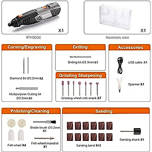 Rotary Tool, 4V Cordless Mini Rotary Multi-Tool Kit with 2 Variable Speed, 31pcs Accessories Kit for Carving, Engravingand Polishing