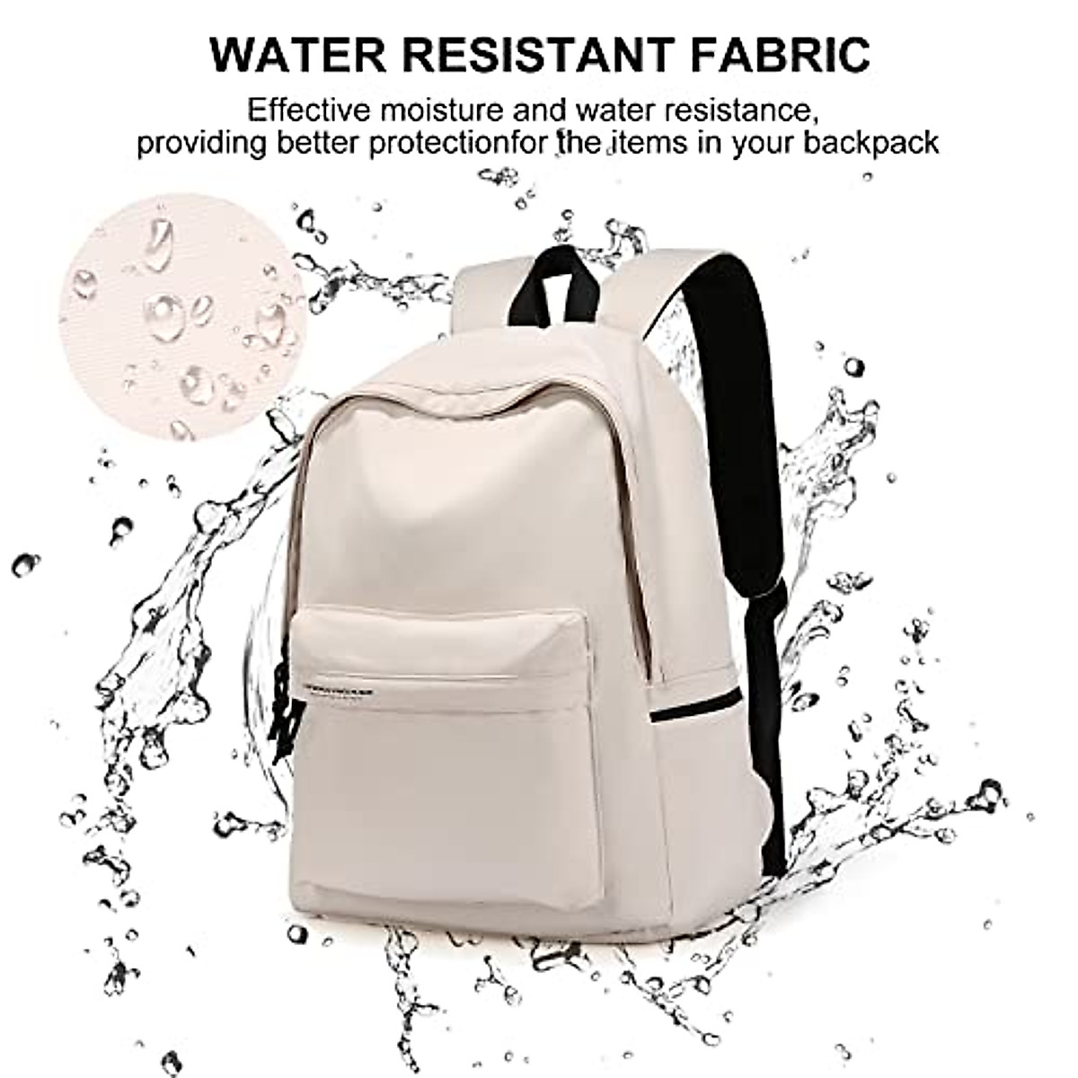 Beige School Backpack for Girls Lightweight College High School Bookbag for Teens Durable Middle Students Bags for Boys Travel Rucksack Casual Daypack For Men Women Fit 14 Inch Laptop Backpacks