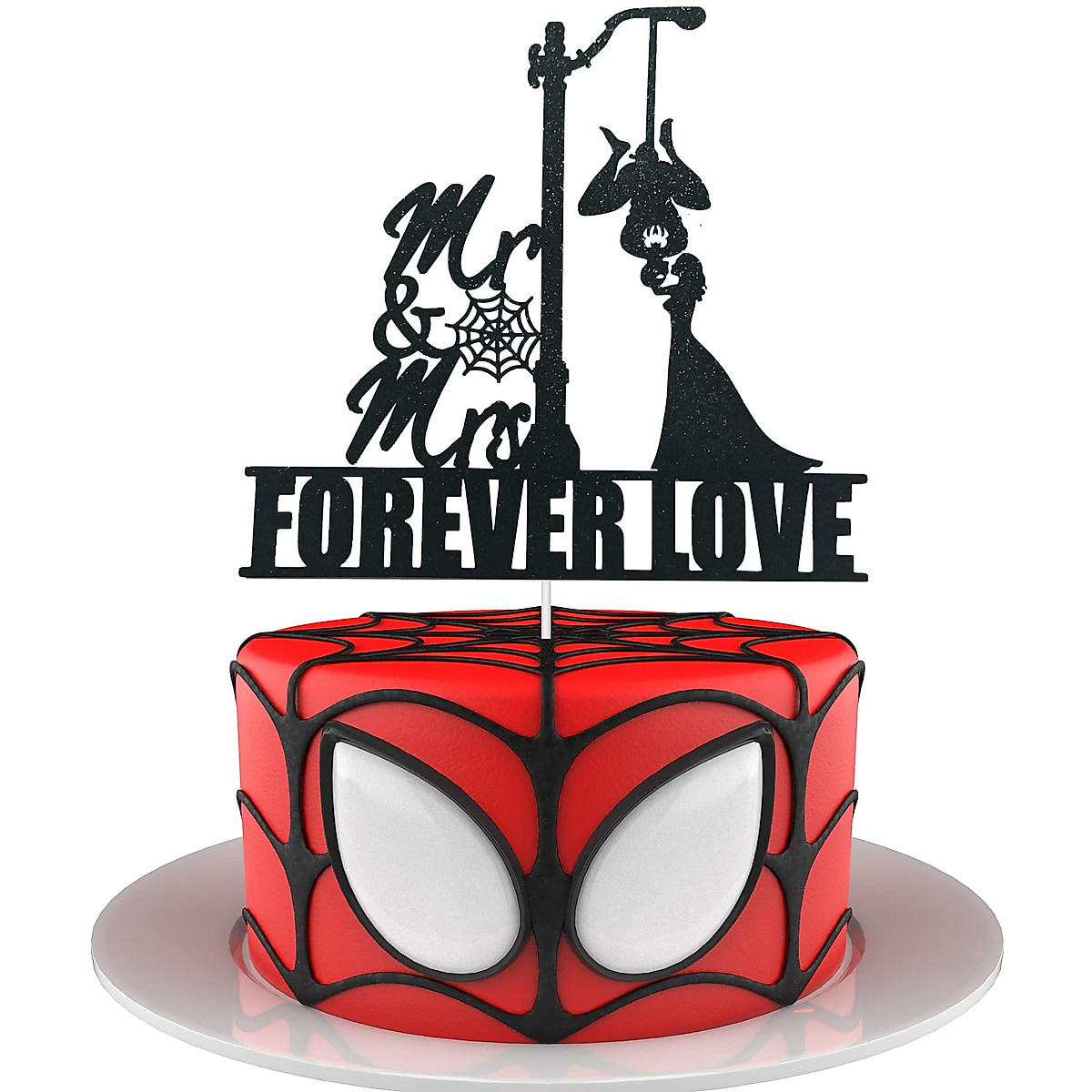 Funny Wedding Cake Topper,Bride and Groom Silhouette Wedding Cake Topper,Couple Cake Topper,Kissing Cake Topper,Super Hero Theme Wedding Cake Topper