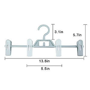 Pants Hangers, Space Saving Skirt Hangers with Adjustable Non-Slip Clips and 360 Swivel Hook & Multi Clothes Hanger Connector Hooks for Jeans, Slacks ( blue10 Pack)