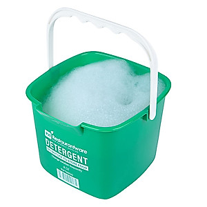 Restaurantware-RW Clean 8 Quart Cleaning Bucket, 1 Detergent Square Bucket - With Measurements, Built-In Spout And Handle, Green Plastic Utility Bucket, For Home Or Commercial Use,