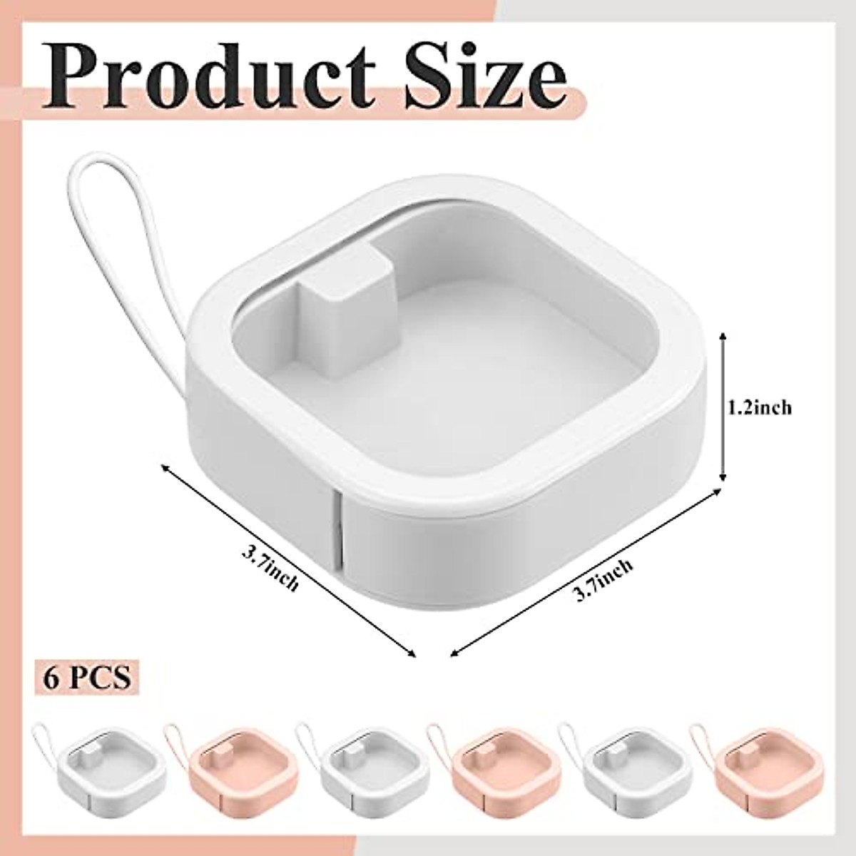 6 Pcs Hair Tie Organizer Qtip Dispenser Bathroom Storage Organizer Cotton Swab Holder Portable Travel Qtip Holder Cotton Swabs Dispenser Kids Hair Accessory Box with Lid for Bathroom (Pink, White)