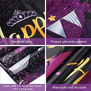 Blulu Retirement Party Decorations, Extra Large Fabric Retirement Sign Banner Photo Booth Backdrop Background with Rope for Retirement Party Favor(72.8 x 43.3 Inches,Purple and Black)