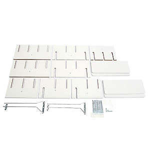 LOYALHEARTDY Set of 5 Wall Mount Wine Rack Set w/Storage Shelves and Glass Holder Modern Diamond-Shaped Wood Wine Server for 8 Bottles Wine Storage Display Rack (White)