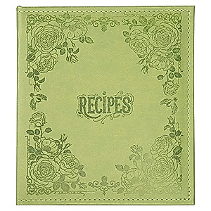 COFICE Recipe Book to Write in Your Own Recipes, 8.5x9.5 Recipe Ring Binder with PU Faux Leather Cover, 4x6 Cards and Tabbed Dividers, Green