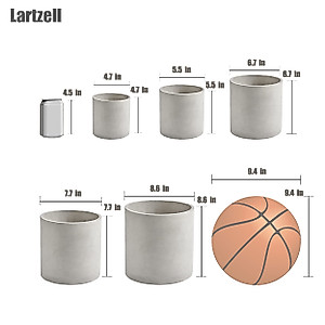 Lartzell Plant Pots, 8.6 Inch Planters for Indoor Plants, Grey Cement Flower Pot with Drain Hole, Modern Concrete Planters for Home Office & Outdoor Decor