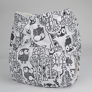 2 to 7 Years Old Cloth Diaper Nappy Pocket Reusable Washable Junior Big Baby Kids Toddler (Trees Owls)