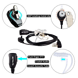 Retevis RT27V MURS 2 Way Radios, Walkie Talkies with Earpiece, Rechargeable, License-Free, 5 Low Traffic Channel, Two-Way Business Radios for Service Emergency Rescue Church(10 Pack)