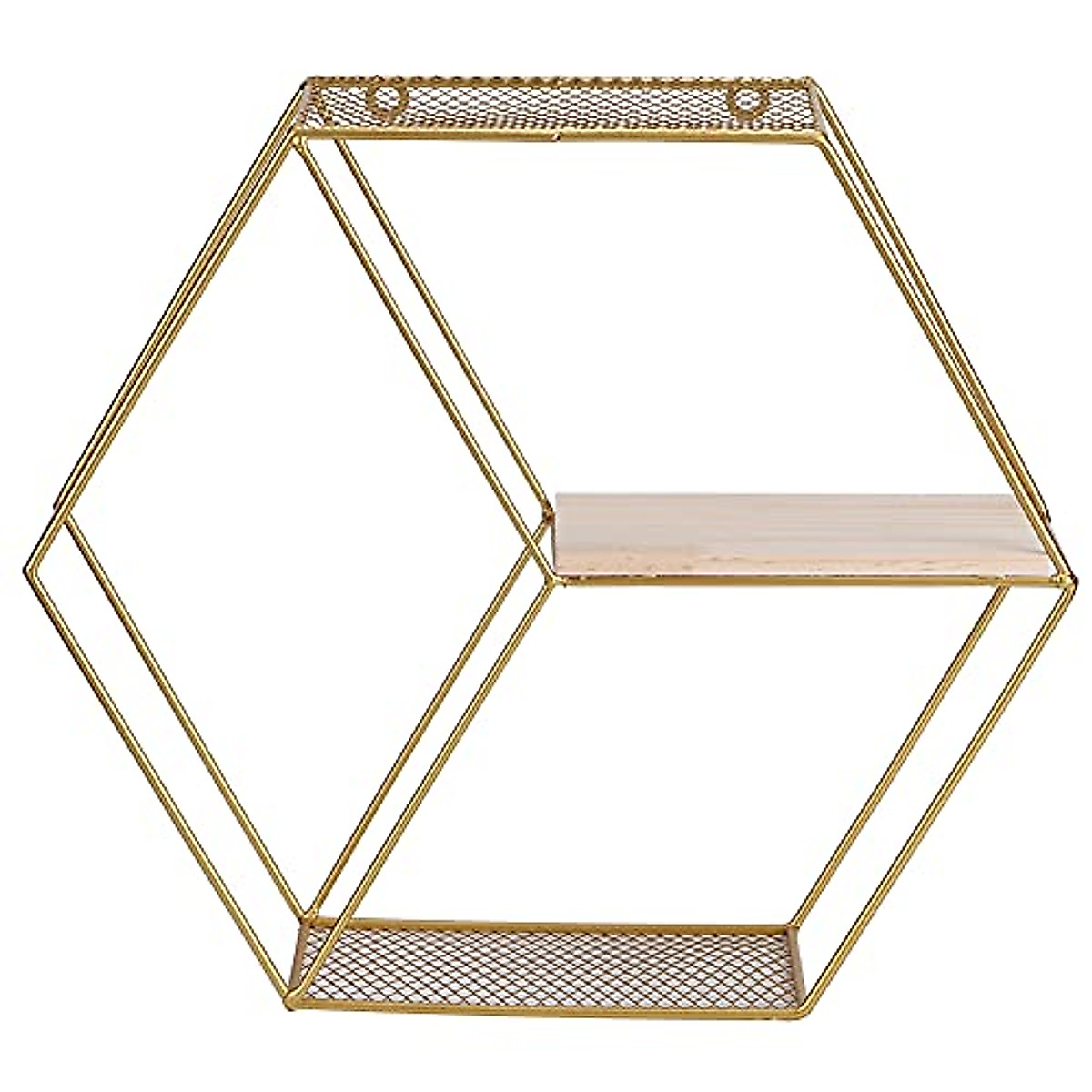ZPSHYD Wall Mounted Floating Hexagon Shelves, Hexagon Floating Shelves Wall Decor Hexagon Geometric Wall Shelf for Home Office Wall Decor(Gold)
