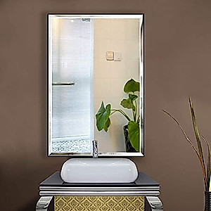 Amazon Brand – Pinzon Large Makeup Vanity Mirrors, Wall Mirror for Bathroom Living Room Bedroom, 36x24 Inch, Black