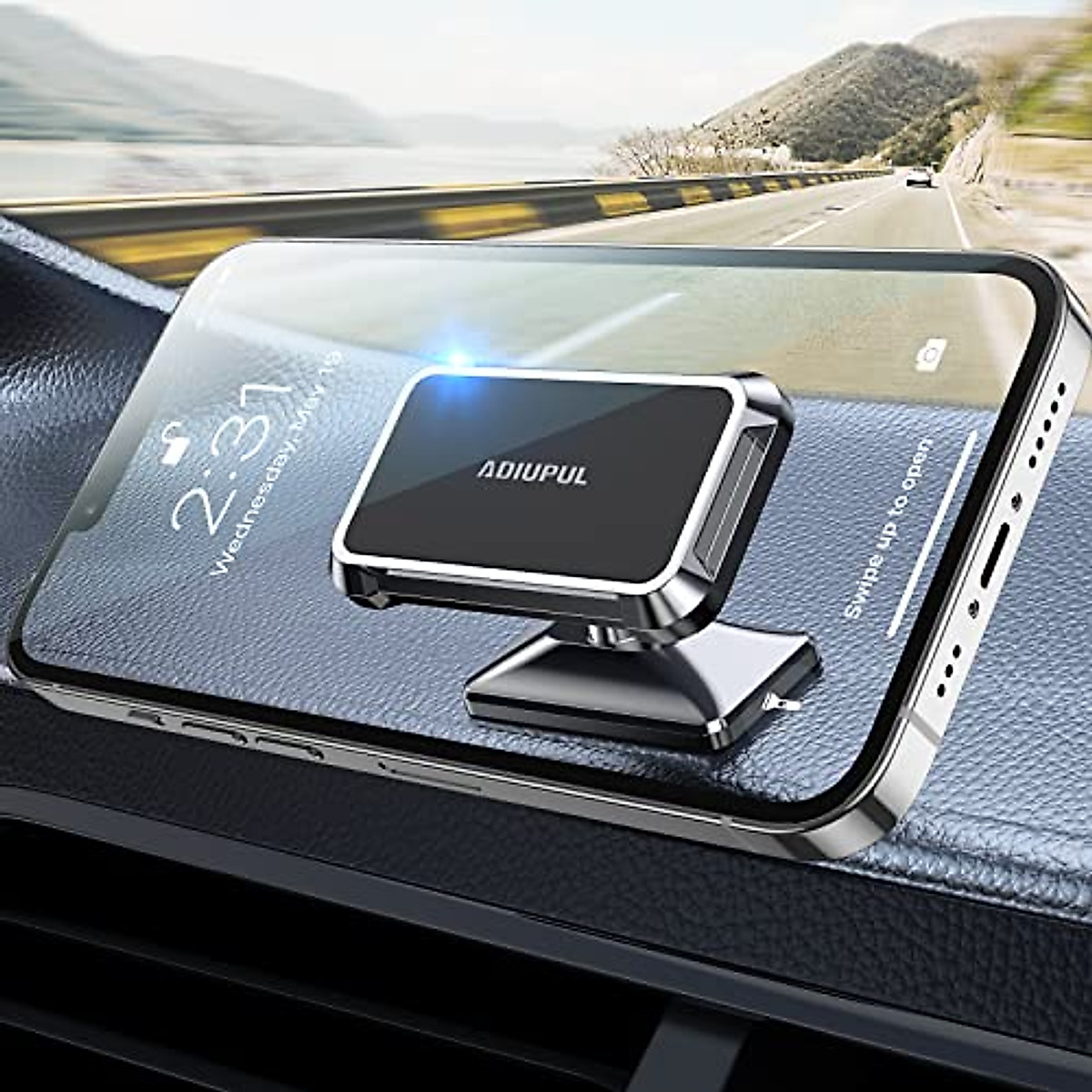 ADIUPUL Phone Holder for Car Metal [2022 Update] Magnetic Car Mount Built-in 8X Magnet Dashboard Car Mount Easy Install Super Sticky Compatible with iPhone 13 12 11,Galaxy S20 and All Phone Black